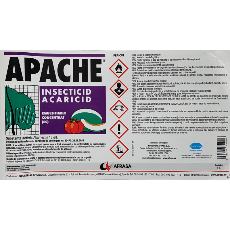 Insecticid acaricid APACHE, Contact, 1 Litru