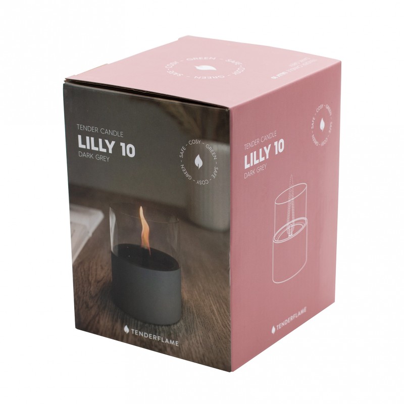 Lumanare ambientala TenderFlame LILLY 10 DARK GREY GLASS