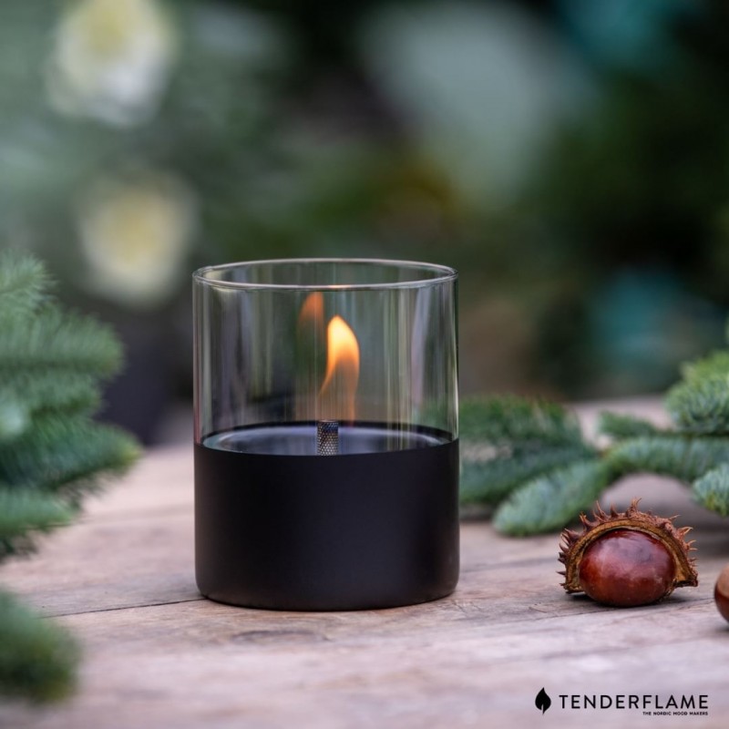 Pachet TenderFlame LILLY 10 BLACK GLASS + TenderFuel + Bricheta