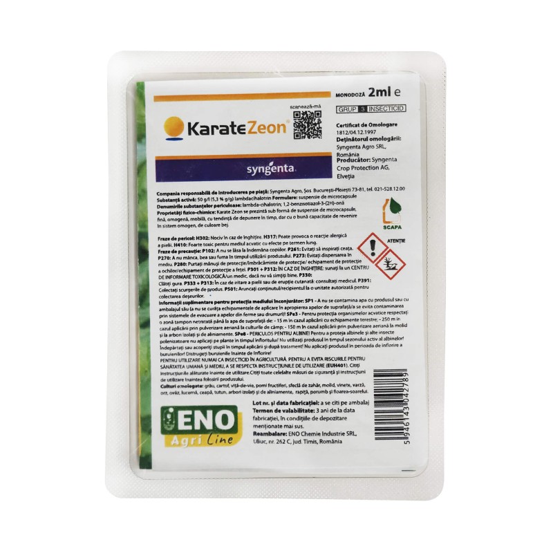 Insecticid KARATE ZEON, Syngenta, Contact, 2 ml